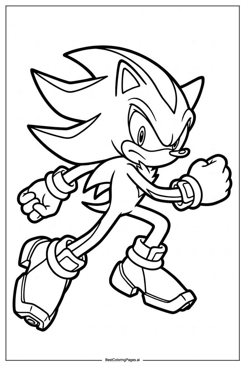 Shadow the hedgehog running Coloring Page - Free Printable ...