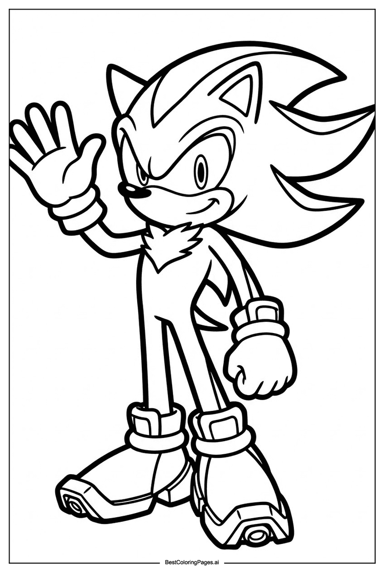 Shadow the hedgehog waving Coloring Page - Free Printable ...