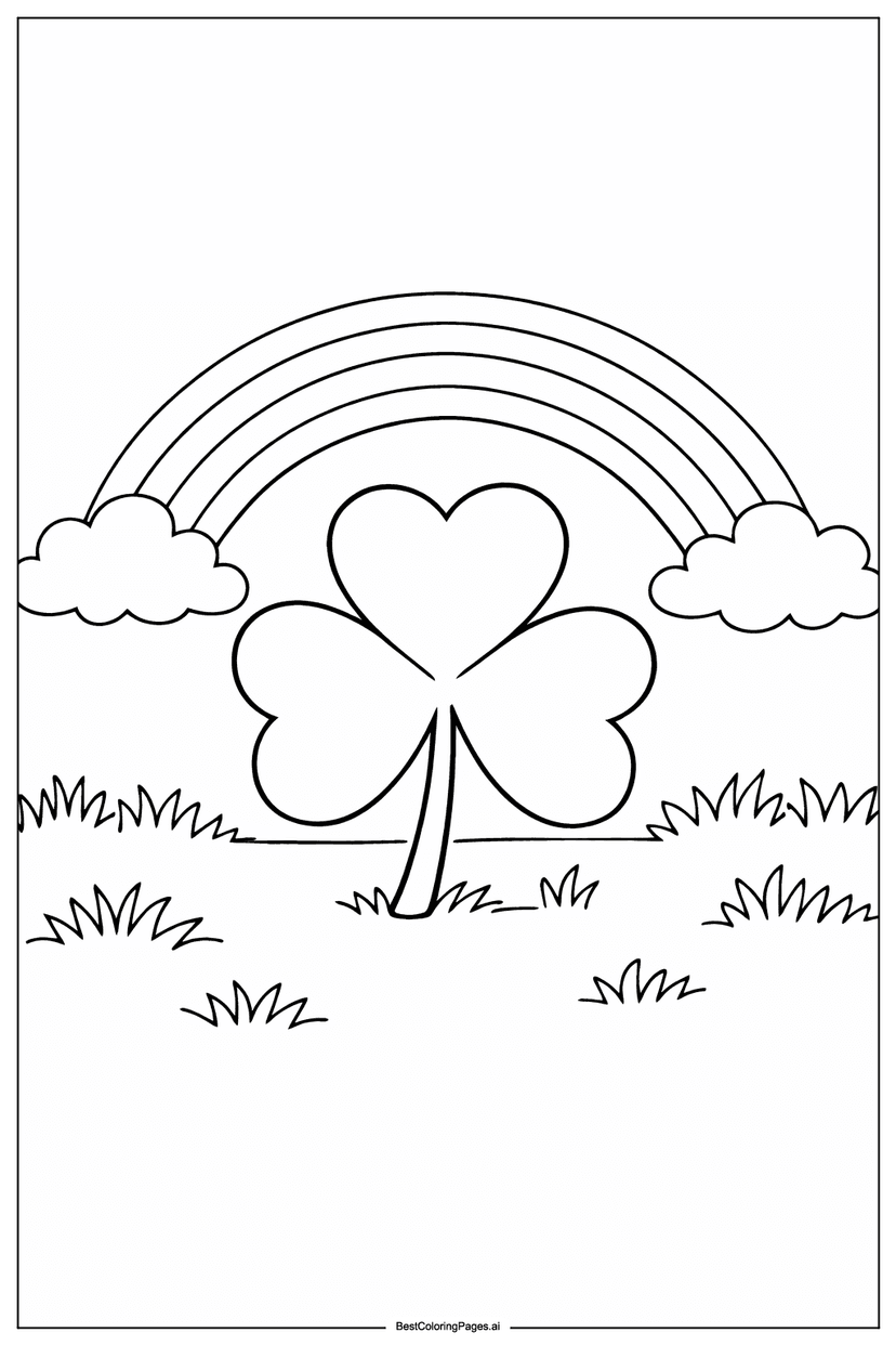 Shamrock in rainbow field Coloring Page - Free Printable ...