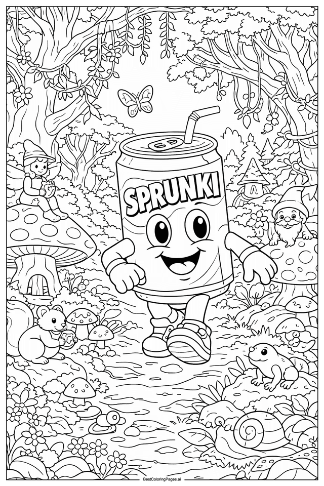 Sprunki exploring a magical forest Coloring Page - Free Printable ...