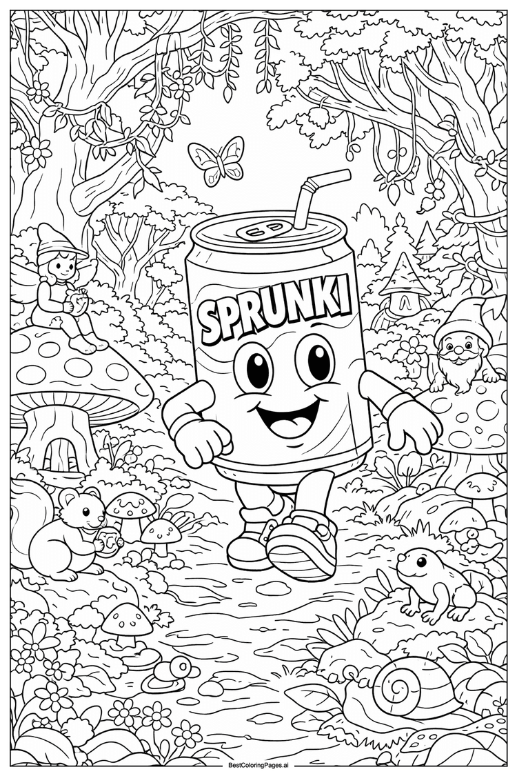 Sprunki exploring a magical forest Coloring Page - Free Printable ...